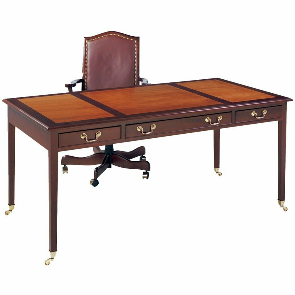 Hepplewhite Partner's Desk TM Inlay Panels Beaded Drawers, M-1