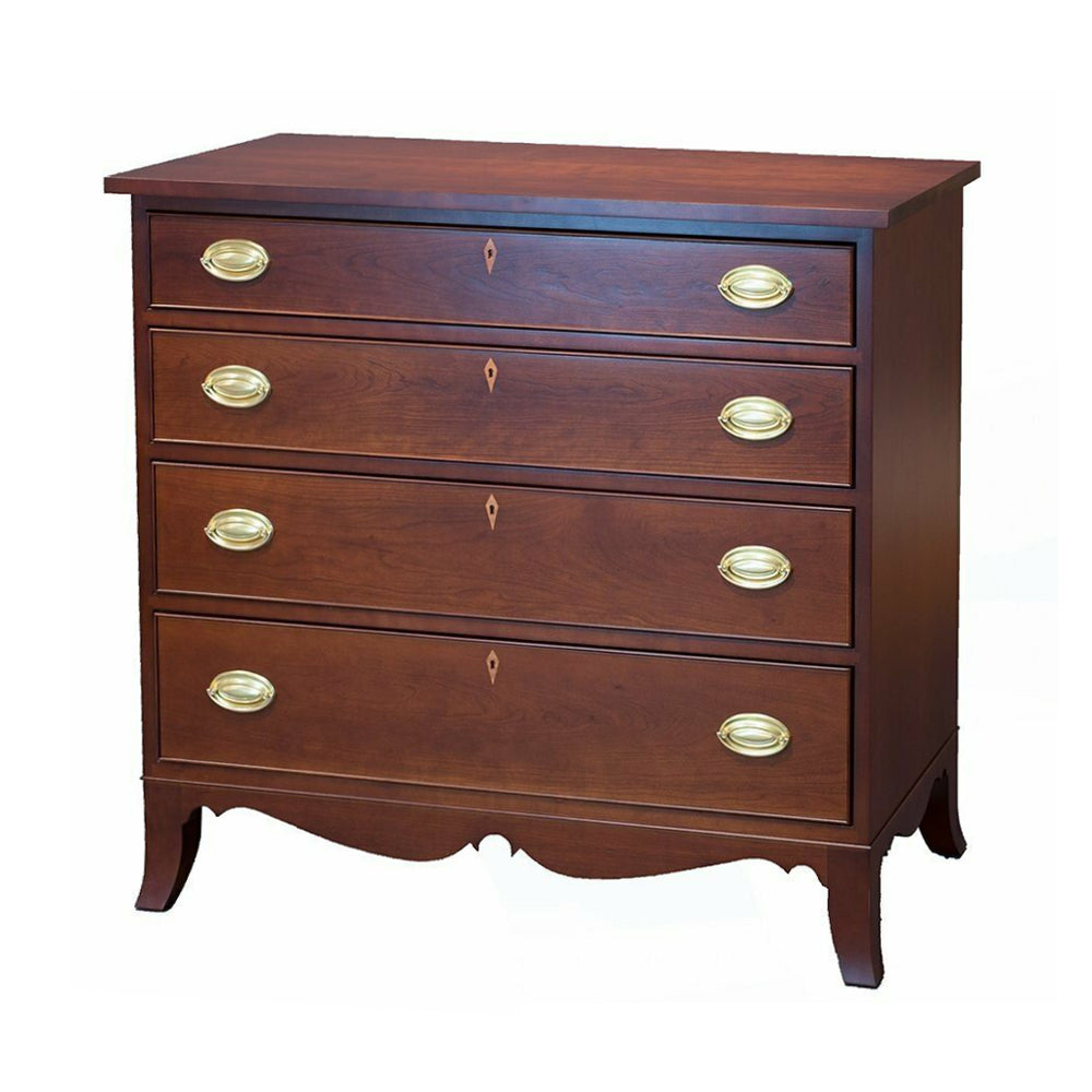 Hepplewhite 4 Drawer Chest -TM Beaded Drawers- TM Keyholes